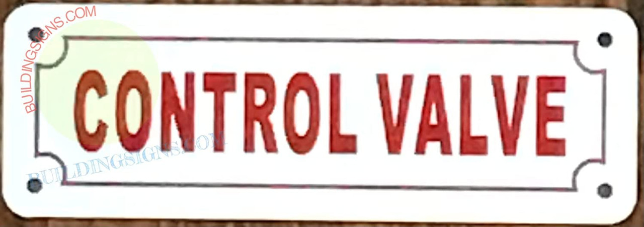 Control Valve Sign (White, Aluminium 2X6,Rust Free) - FIRE DEPARTMENT SIGNS