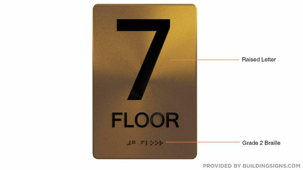 7th FLOOR SIGN (GOLD) ADA Tactile Signs 6X9_ref 251105 - BUILDING SIGNS