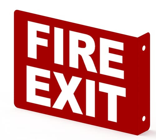 FIRE EXIT Projection Sign- FIRE EXIT 3D Sign (RED, Aluminium, 7X10, 90D ...