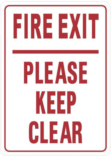 FIRE EXIT PLEASE KEEP CLEAR SIGN (ALUMINUM SIGNS 14X10, WHITE ...