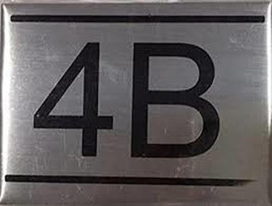 APARTMENT NUMBER SIGN -4B -BRUSHED ALUMINUM (2.25X3, Aluminium ...