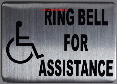 ADA-Ring Bell for Assistance with Symbol Sign (Silver,Aluminium, 5x7 ...