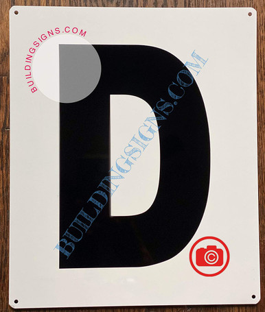 LETTER D SIGN - WHITE- Parking LOT Number Sign