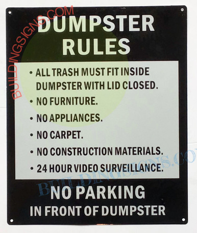 DUMPSTER RULES SIGN