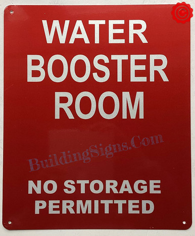 WATER BOOSTER ROOM Sign (RED REFLECTIVE. 10X12 INCH,HEAVY DUTY, RUST ...