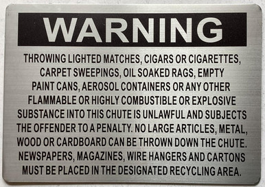 CHUTE SAFTEY SIGN/CHUTE WARNING SIGN (SILVER, SIZE 10X12 inch, DOUBLE ...