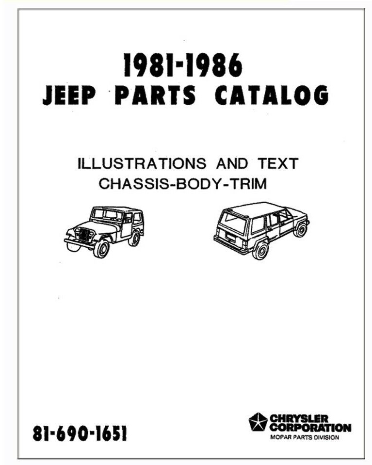 1981-1986 Jeep Factory Parts Book
