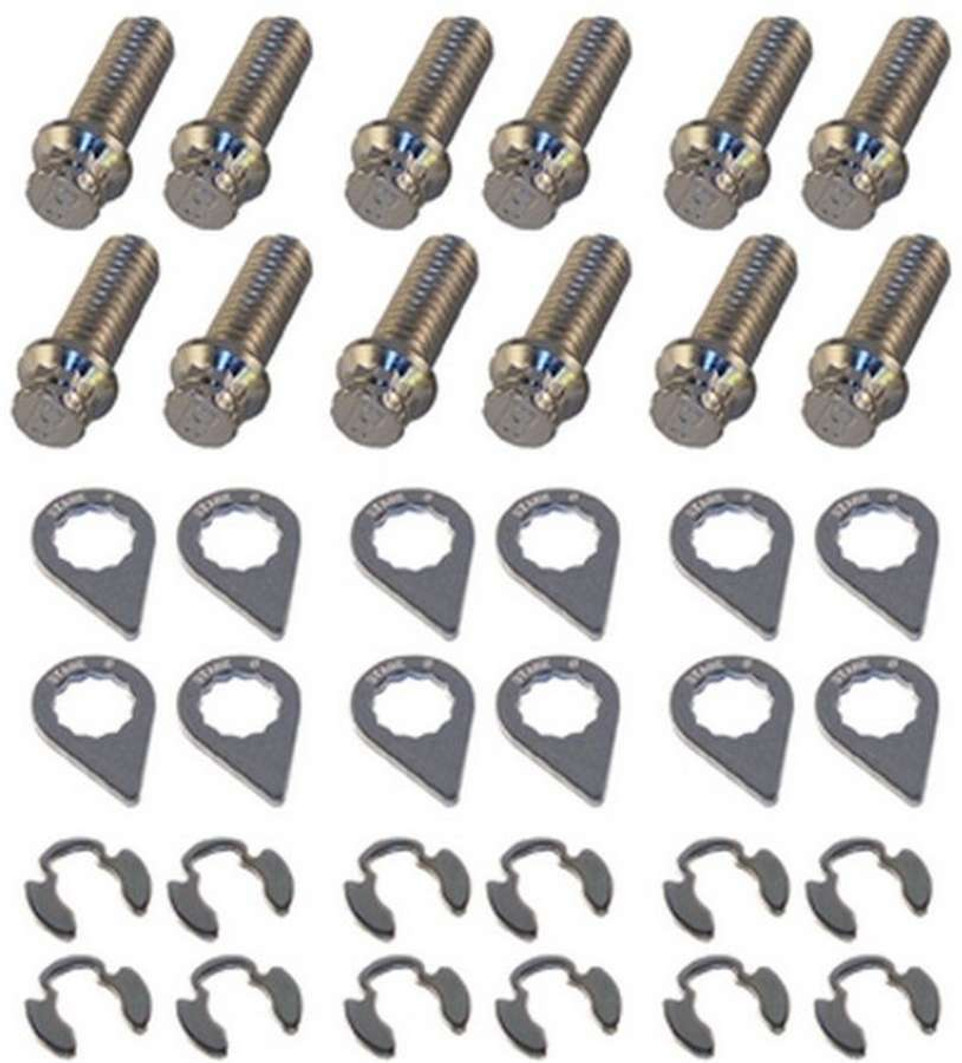 Stage 8 AMC V8 Locking Header Bolt Kit - 12pt Head Nickel Plated (5/16 ...
