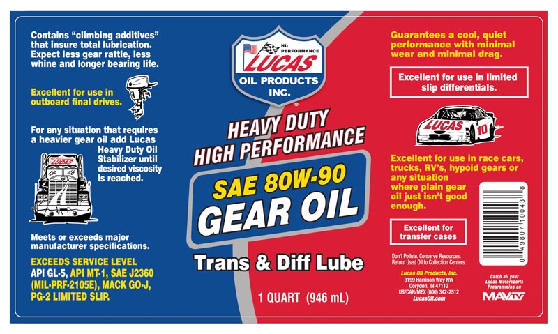 Lucas Oil Heavy Duty Hypoid 80w/90 Gear Oil