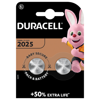 Duracell DL2025 CR2025 Lithium Coin Cell Battery Pack of 2