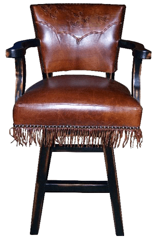 COWBOY Bar Stool - All smooth leather with fringe and yoke on back with ...