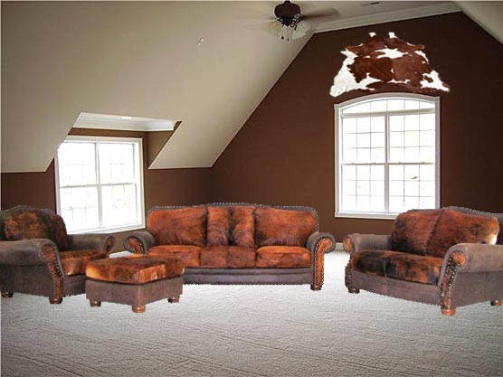 Hair on Hide Sofa Set - Rustic Cowhide Furniture
