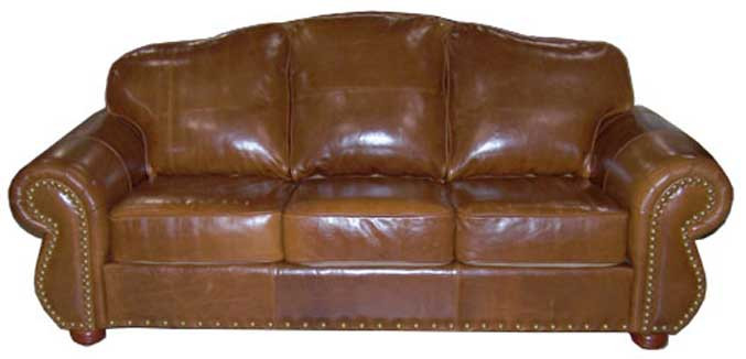 Log cabin style leather sofa