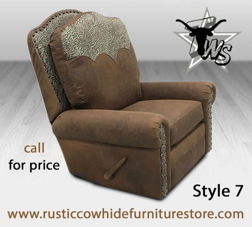 Country Western recliner with alligator embossed leather