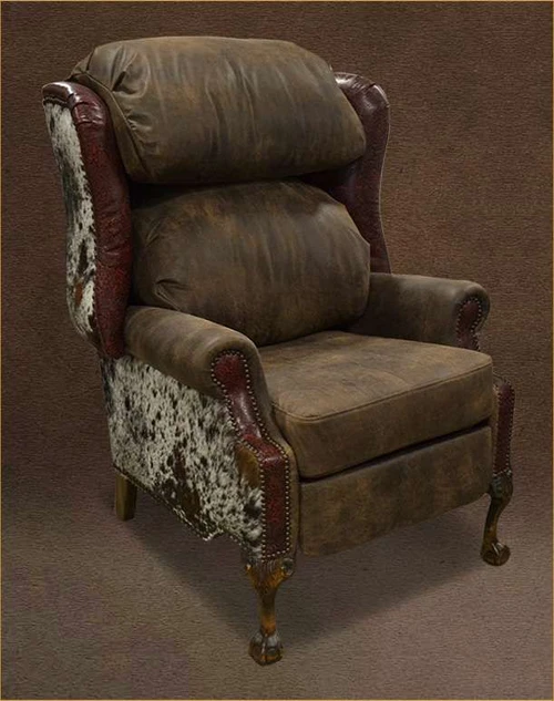 Traditional Rustic Recliner, Swivel, Glider Genuine Full Grain Leather ...