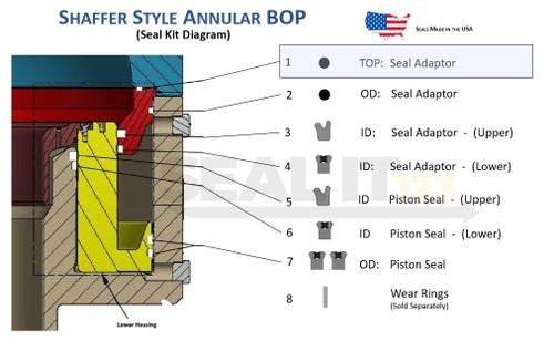 Shaffer, Annular BOP - 155030, Adapter, Top Seal - 031115