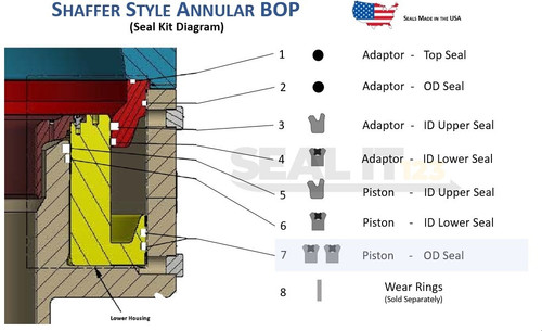 Shaffer, Annular BOP - 155030, Piston, OD Seal - 031018