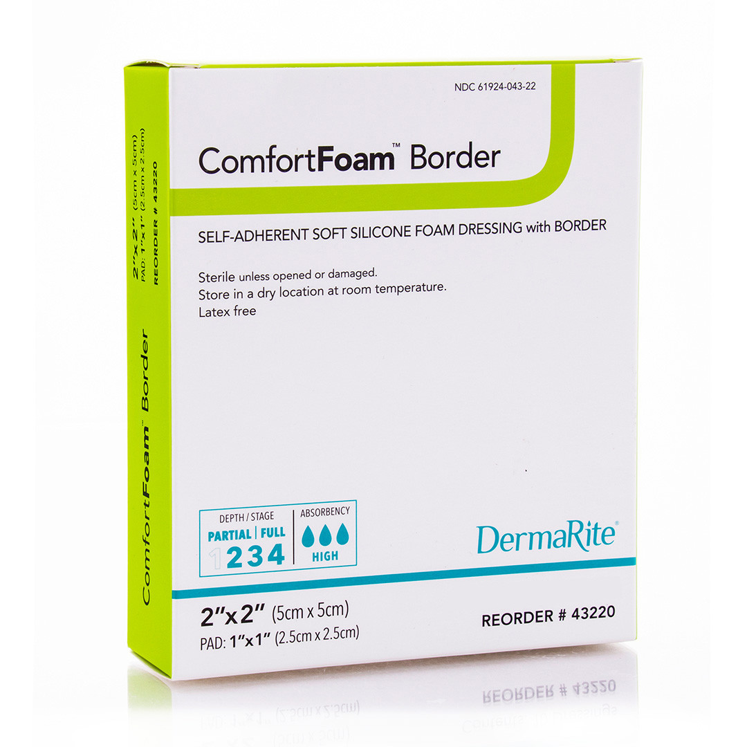 Comfortfoam Silicone Border Foam Dressing, 2" X 2" - Diabetic Corner