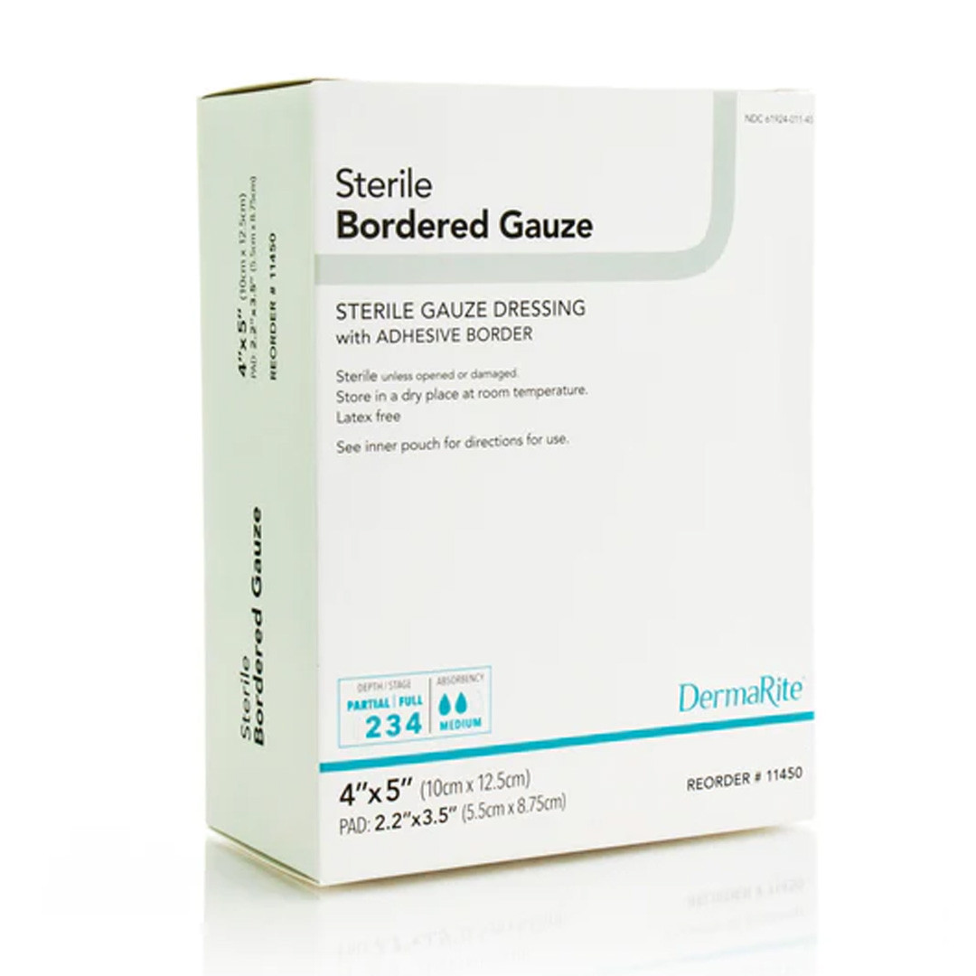 Sterile Border Gauze With Adhesive Border, 4" X 5" - Diabetic Corner