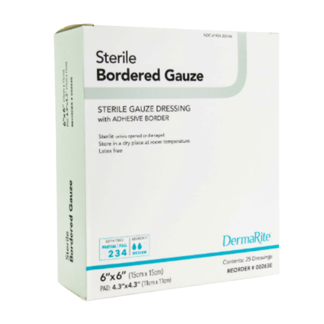 Sterile Border Gauze With Adhesive Border, 6" X 6" - Diabetic Corner