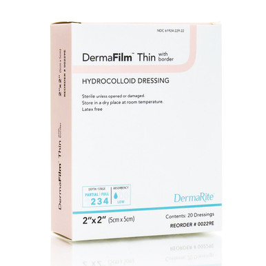 Dermafilm Hydrocolloid Wound Dressing, Thin With Border, 2" X 2" [ 20 ...