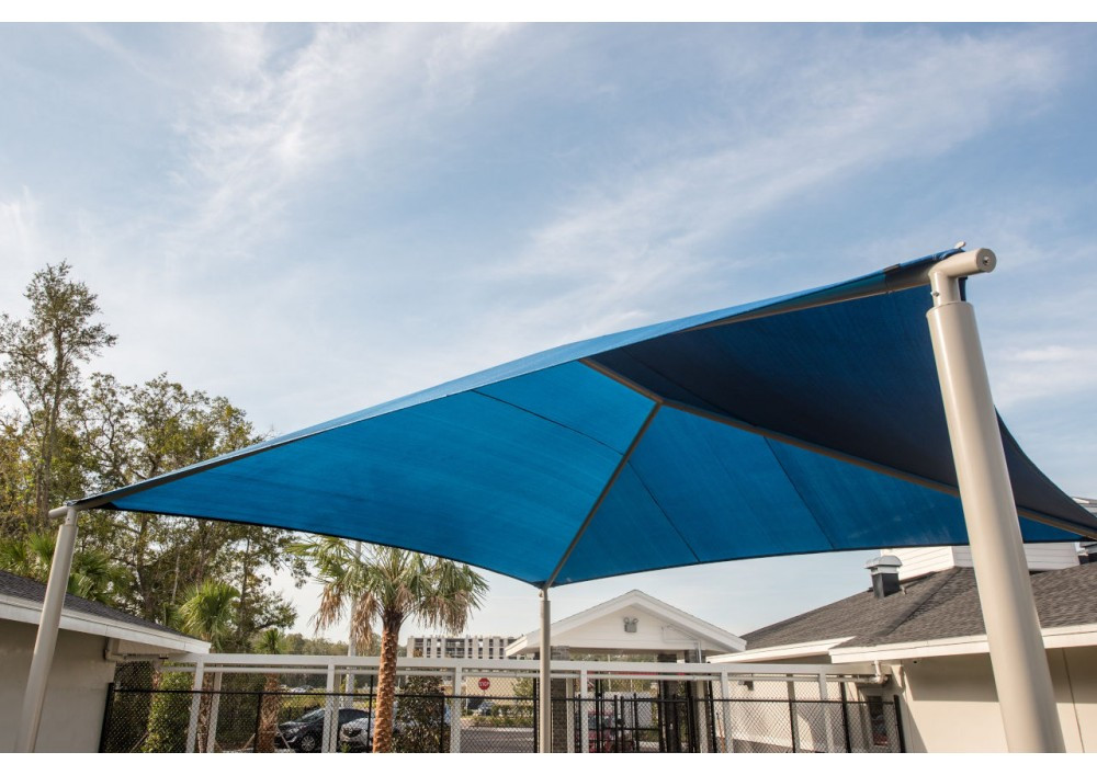 Square Fabric Shade Structure - 10'H Entrance - AchillionSports