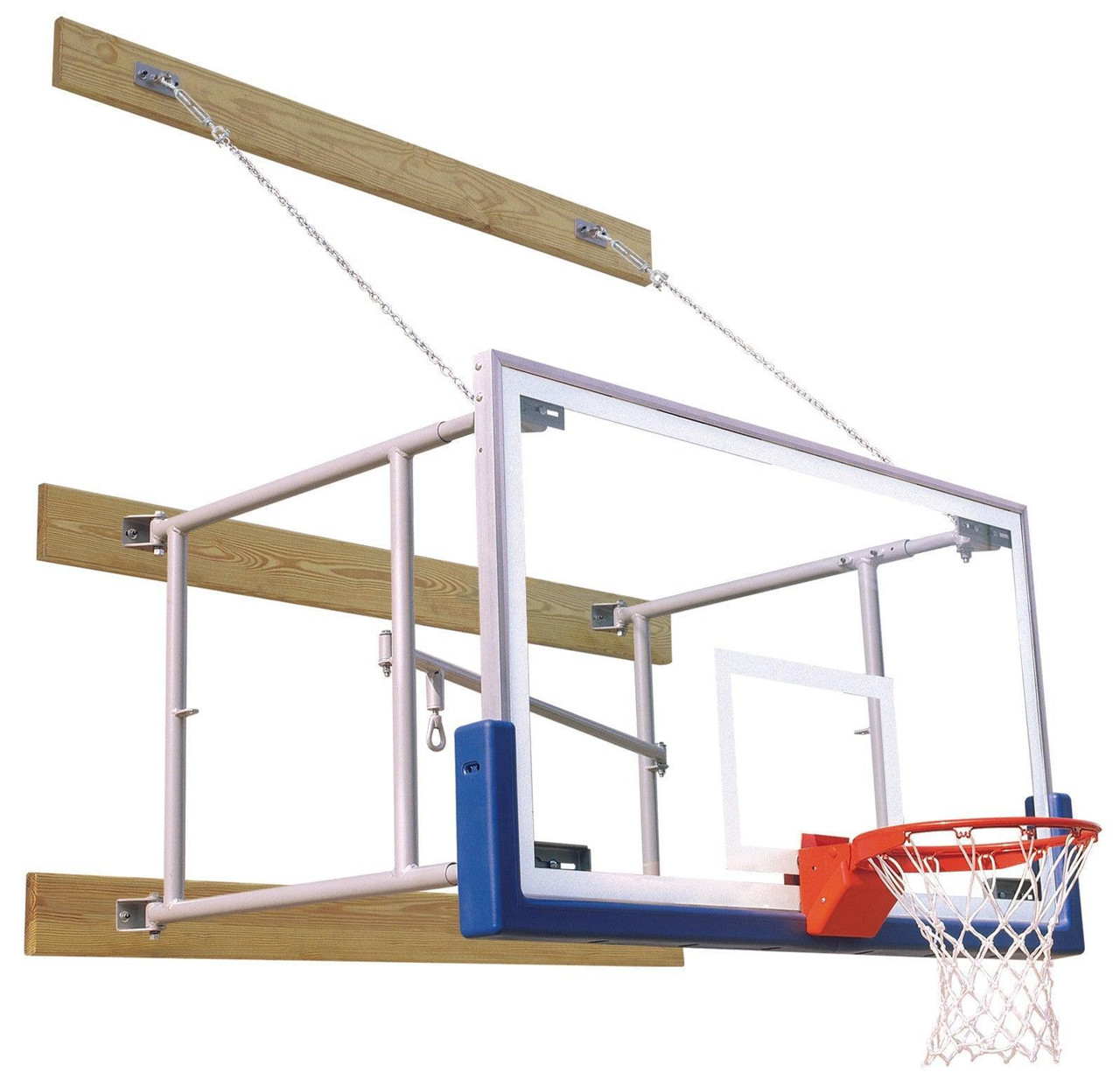 Bison Side-Folding Wall Mounted Basketball Hoop - 72 Inch Glass ...