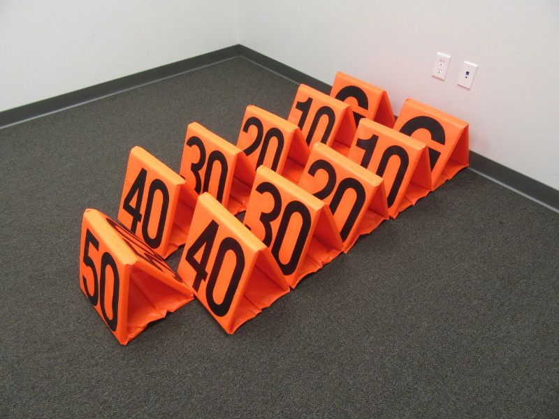 First Team Football Yard Line Markers - Black on Orange - AchillionSports