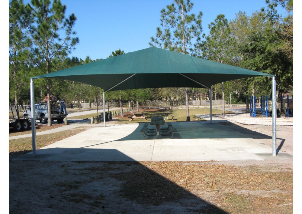 Square Fabric Shade Structure - 10'H Entrance - AchillionSports