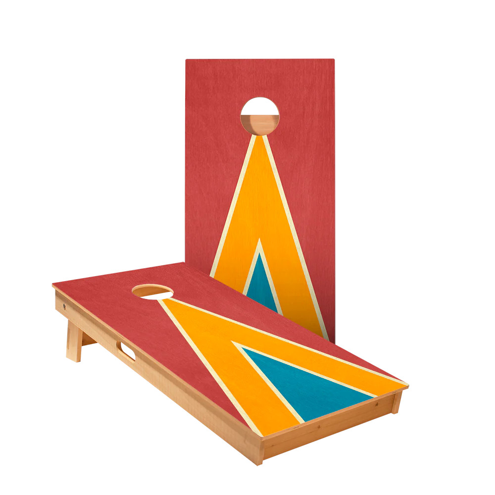 Classic Retro Triangle - Blue and Orange Star Cornhole Boards ...