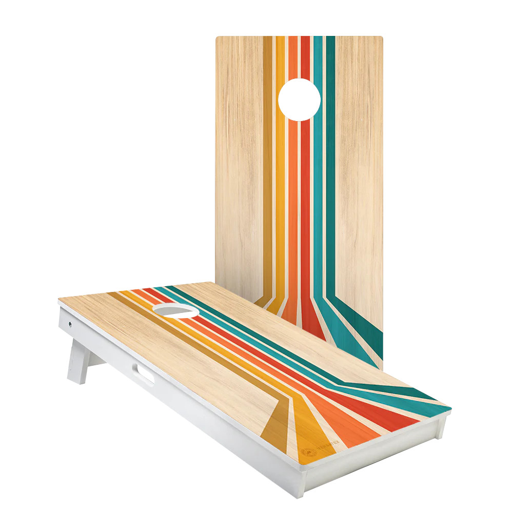 Retro Angled Stripes Versatex All-Weather Cornhole Boards - AchillionSports