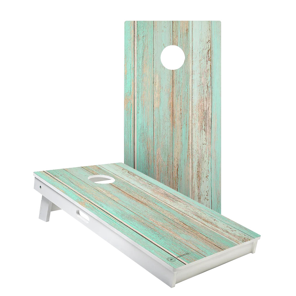 Teal Beach Wood Versatex All-Weather Cornhole Boards - AchillionSports