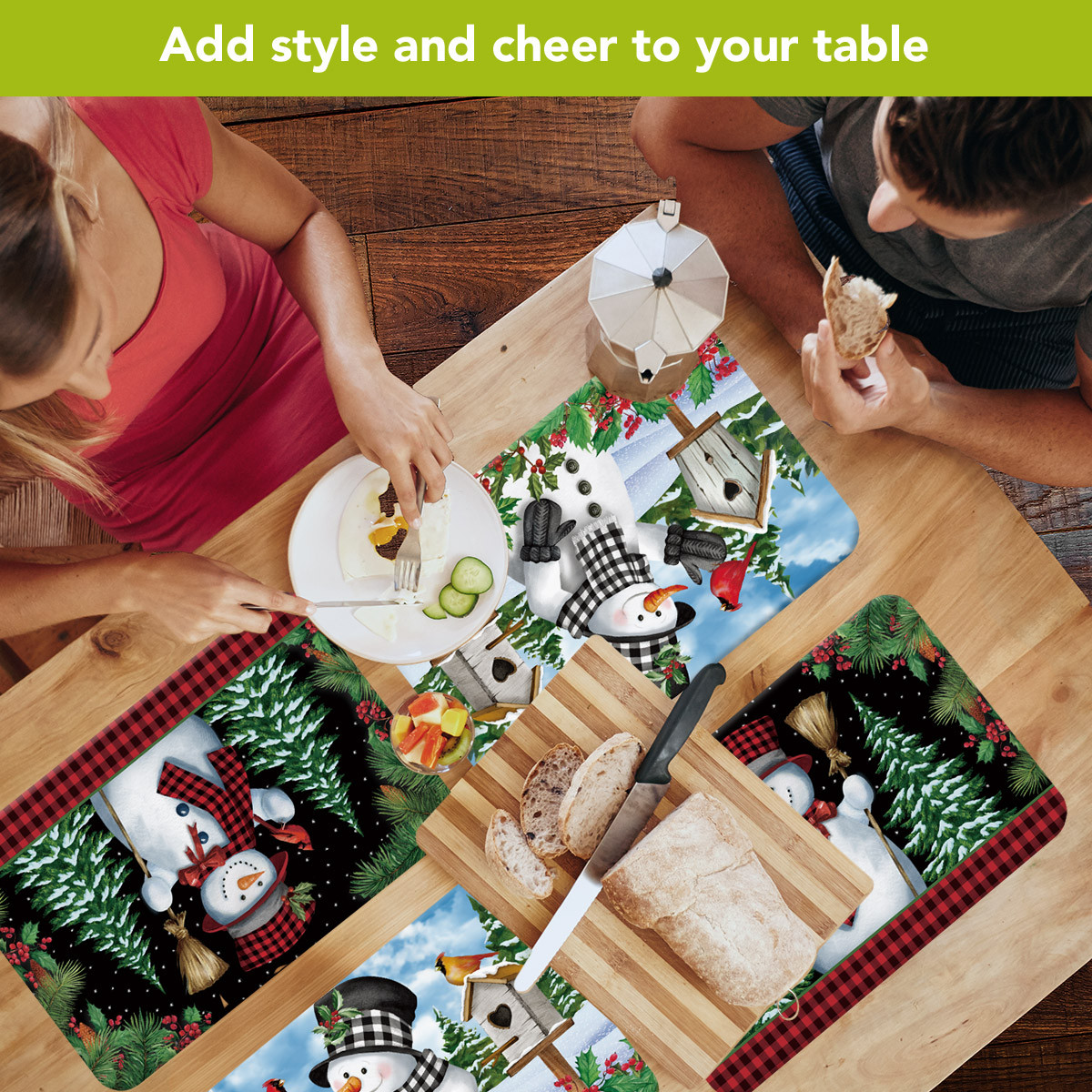 Checkered Snowmen Placemat (4-pack) - Briarwood Lane