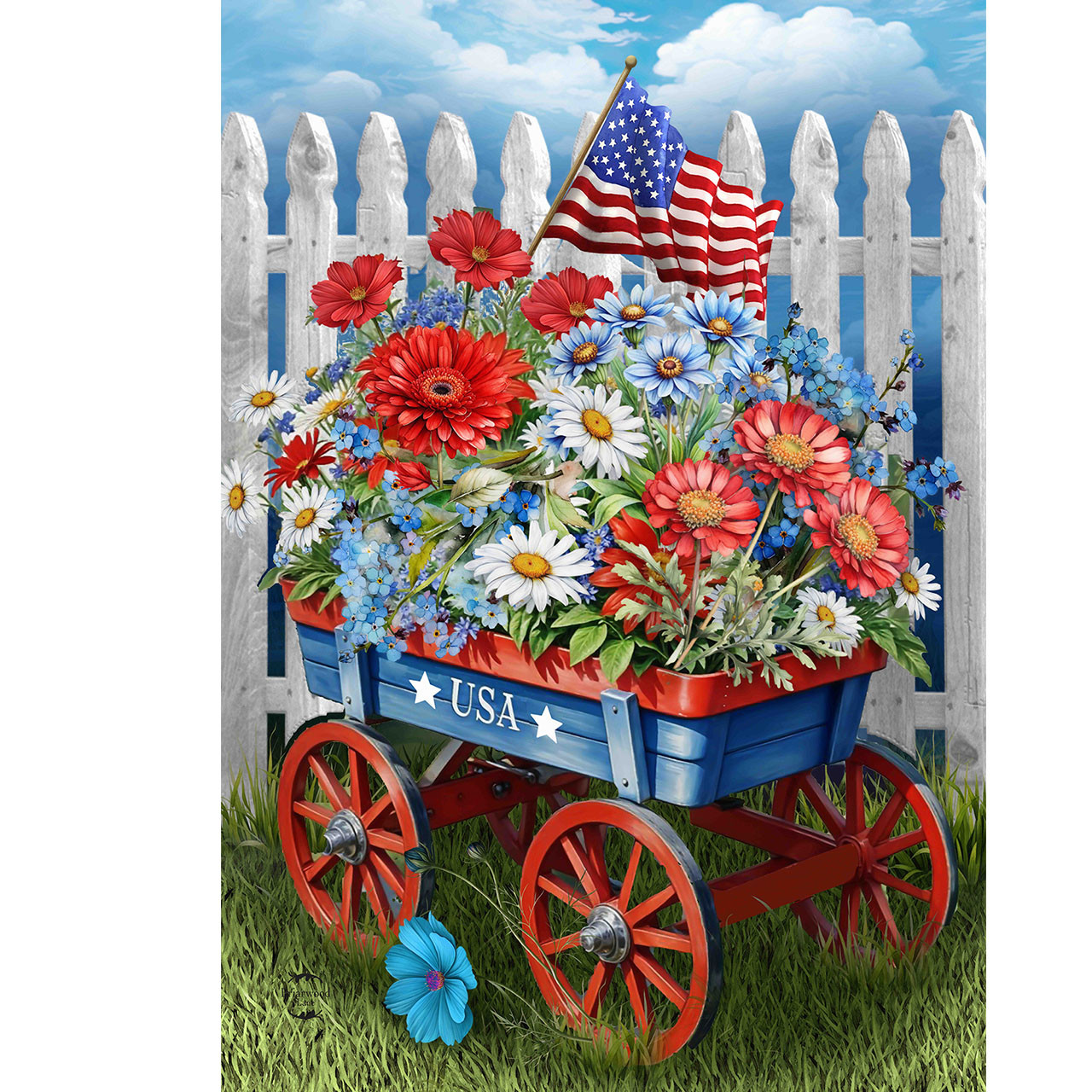 Patriotic Wagon Garden Flag - Briarwood Lane