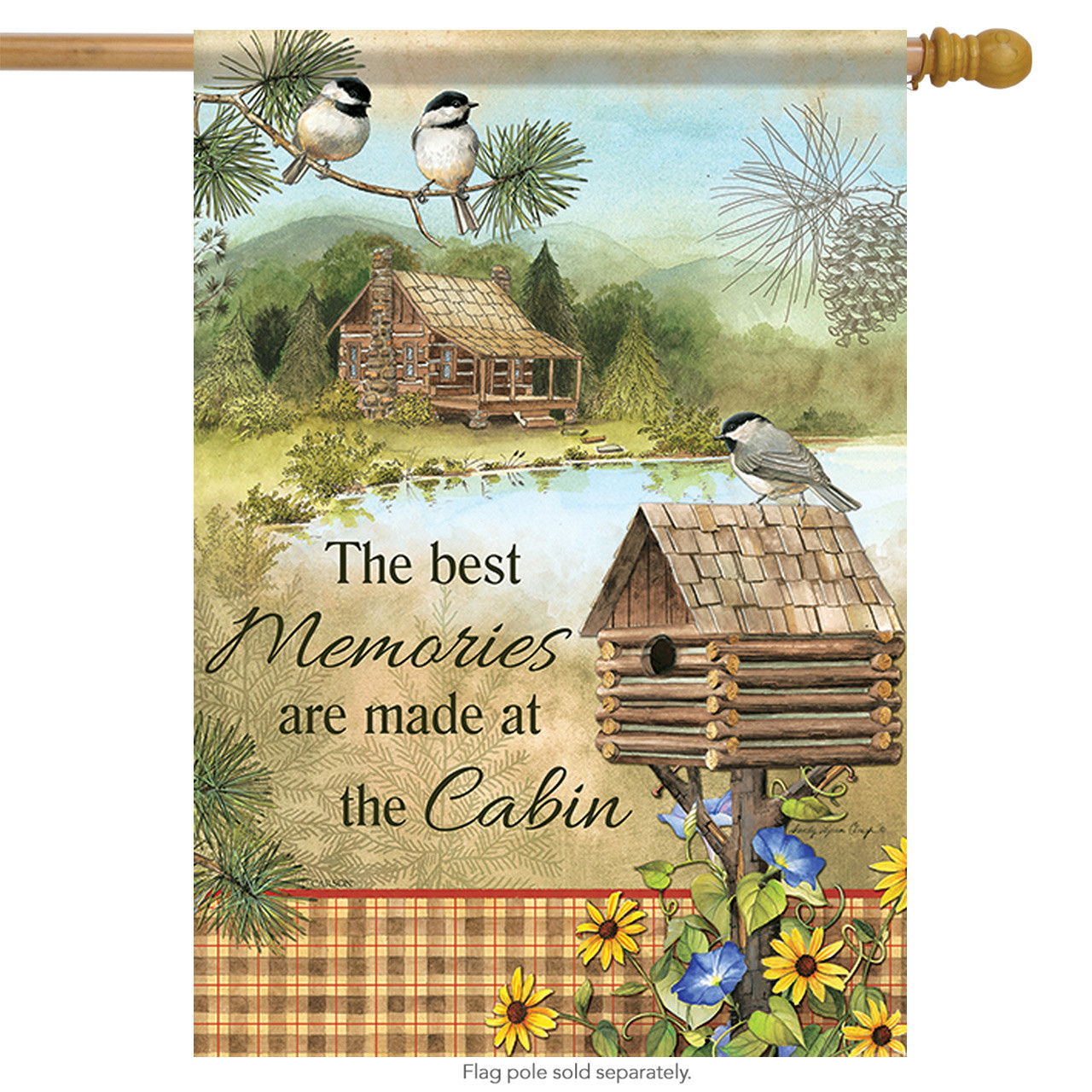 Lodge Birdhouse Cabin House Flag - Briarwood Lane