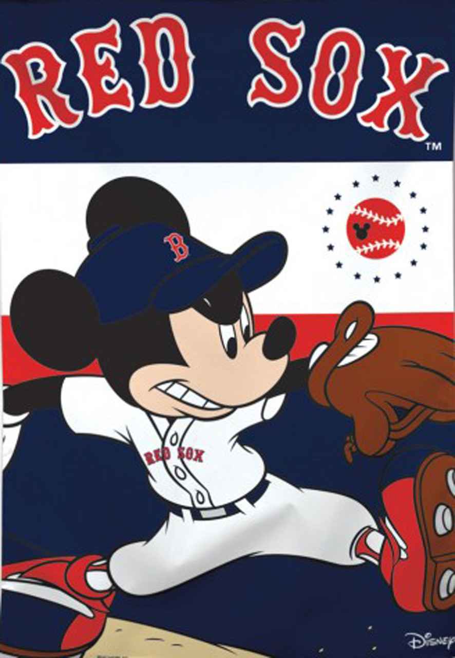 Boston Red Sox MLB Mickey Mouse Baseball House Flag - Briarwood Lane