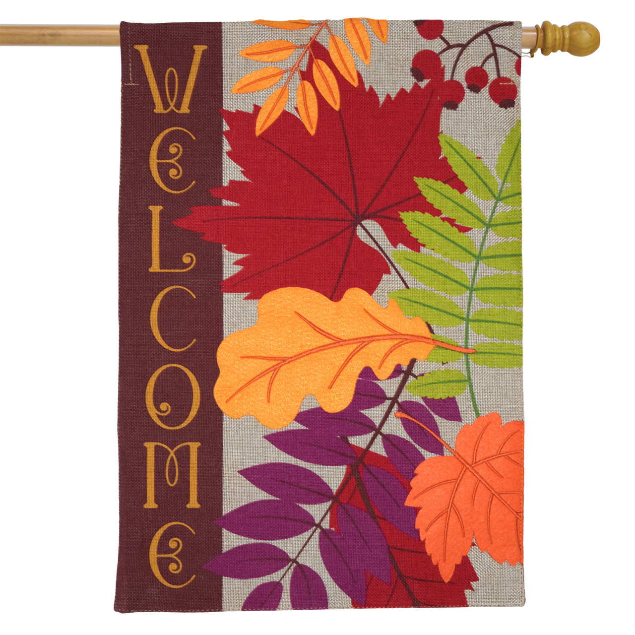 Autumn Leaves Burlap house Flag - Briarwood Lane