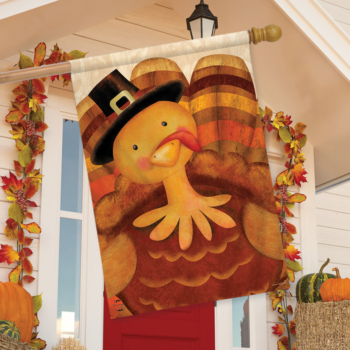 Thanksgiving Turkey House Flag - Briarwood Lane