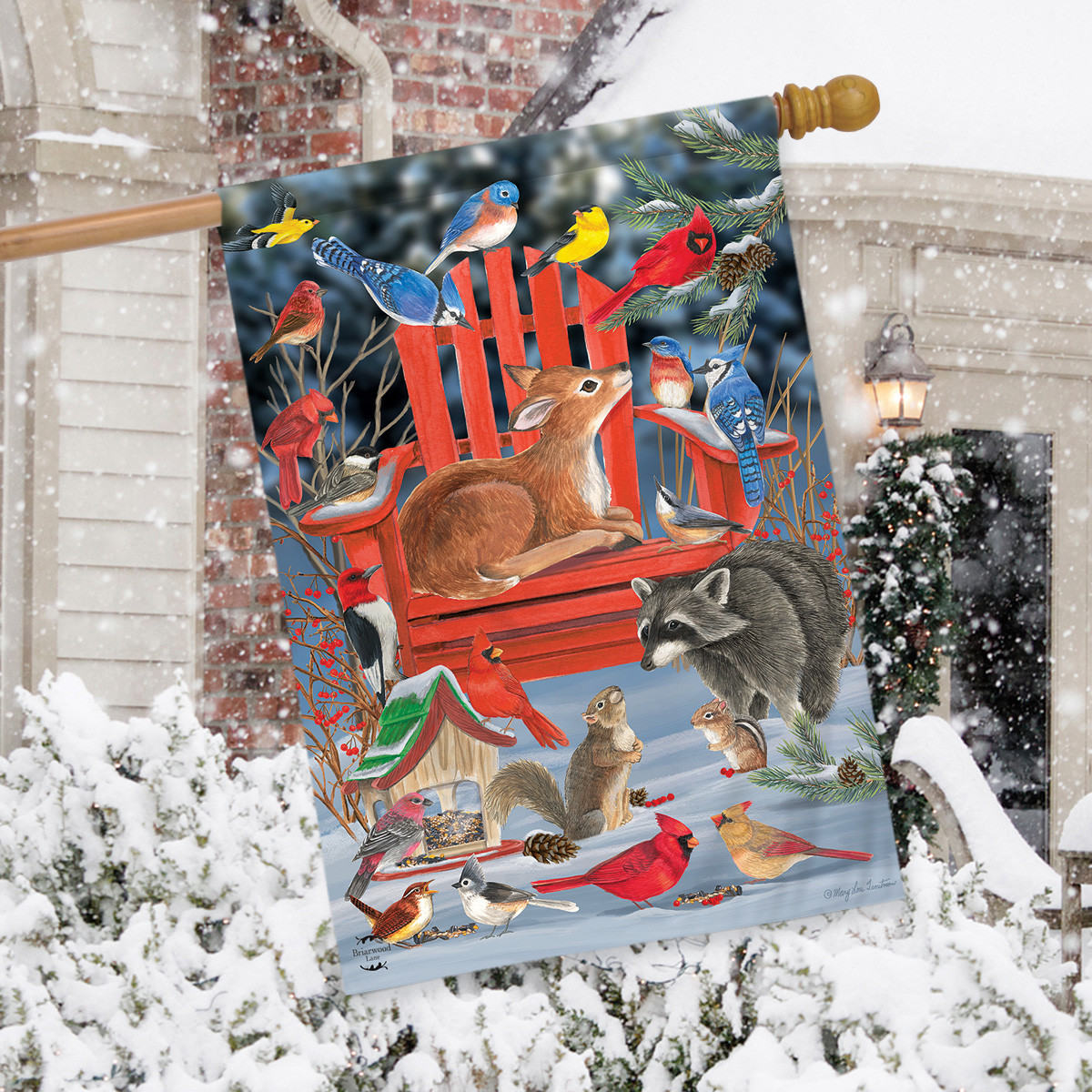 Snow Day Gathering Winter House Flag - Briarwood Lane