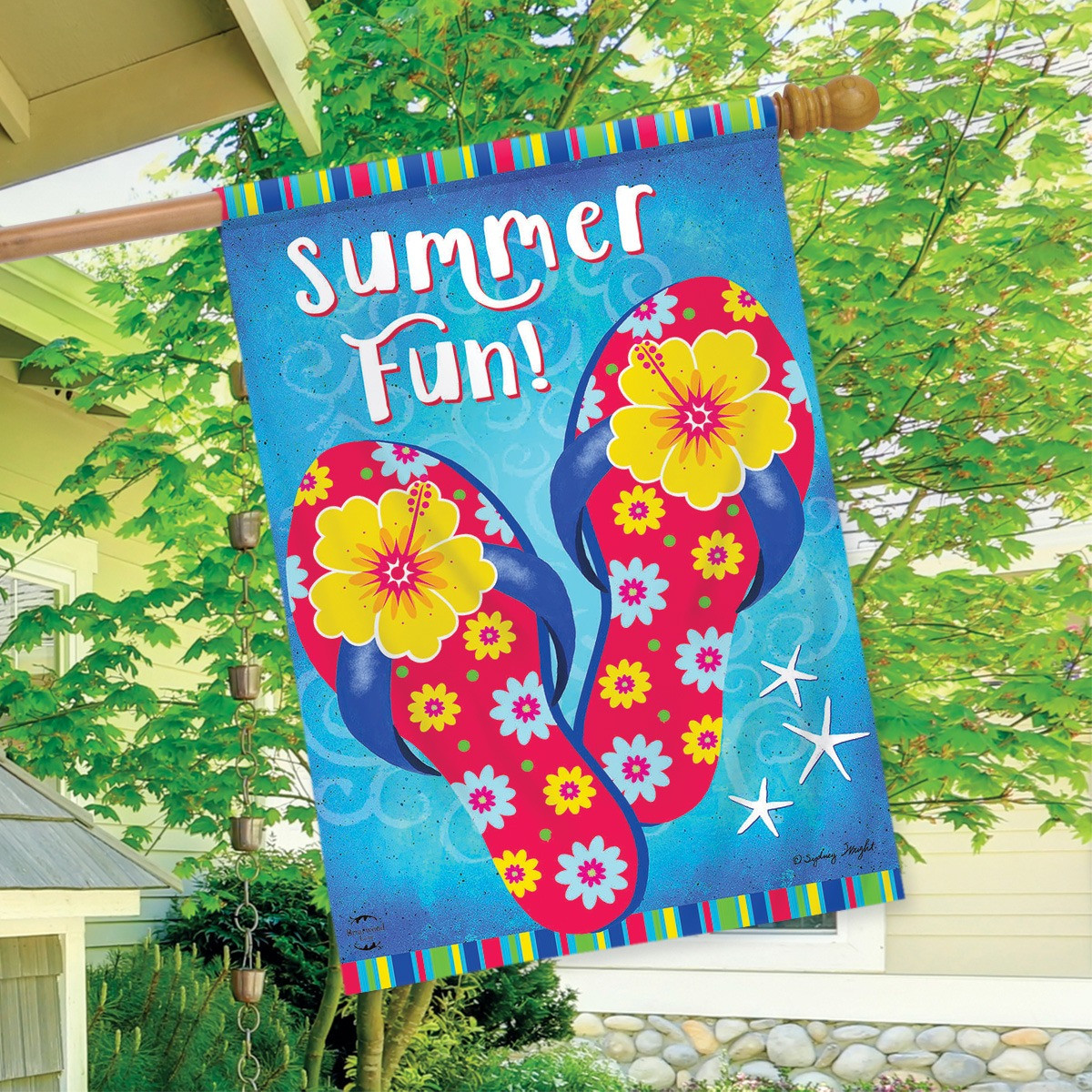 Summer Fun Flip Flops House Flag - Briarwood Lane