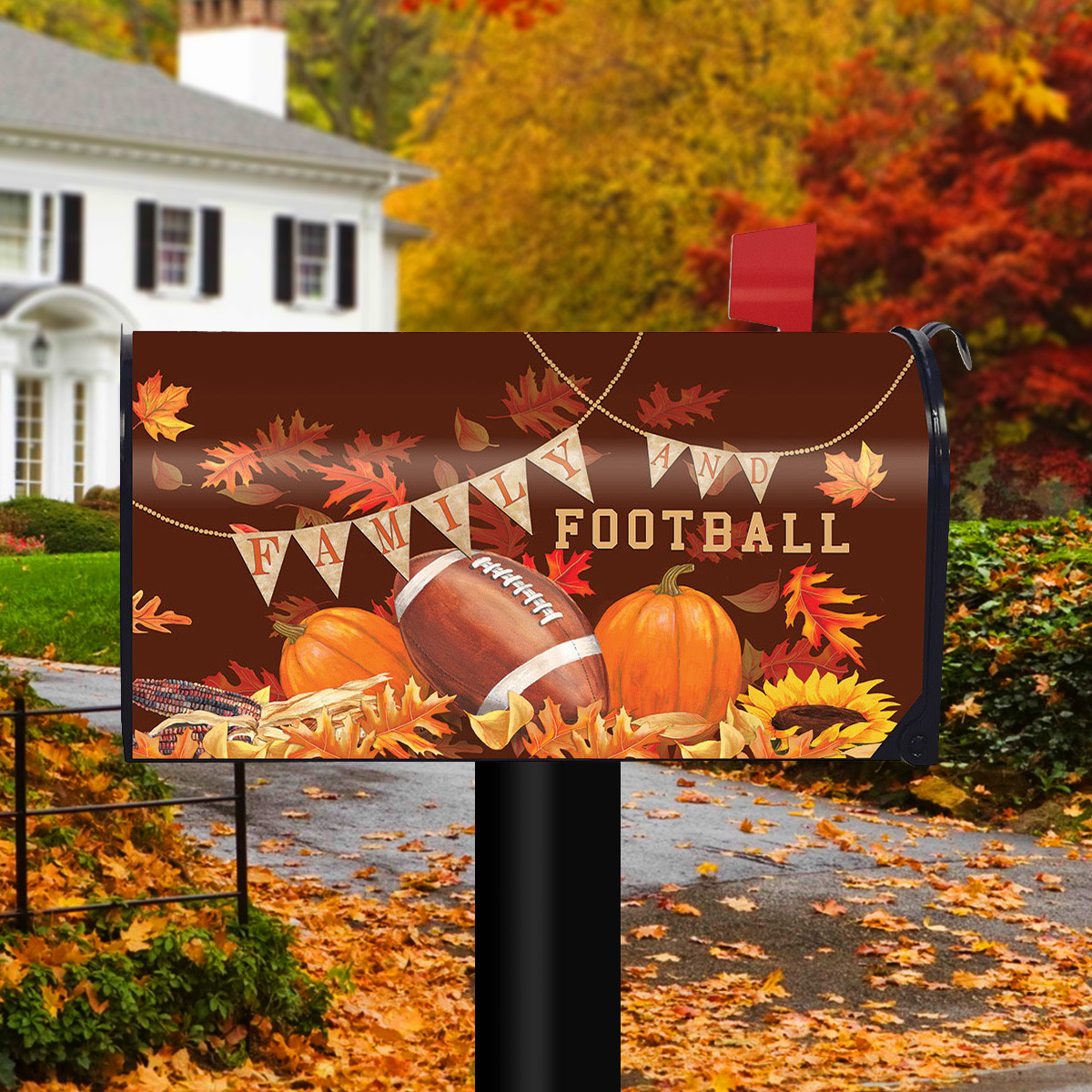 Family & Football Mailbox Cover - Briarwood Lane