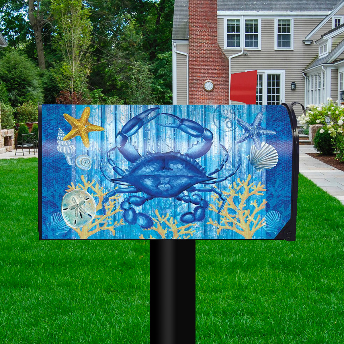 Blue Crab Welcome Summer Mailbox Cover - Briarwood Lane