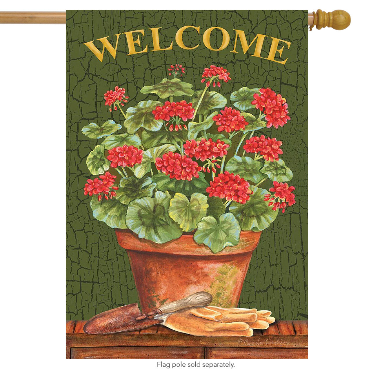 Potted Geraniums Summer House Flag - Briarwood Lane