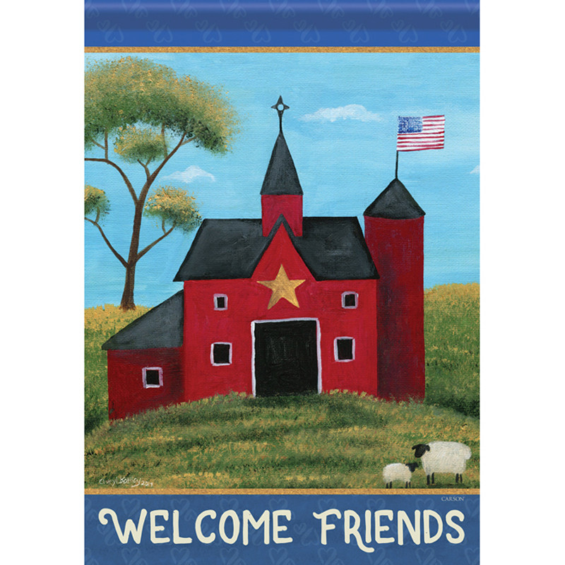 Simple Schoolhouse House Flag - Briarwood Lane