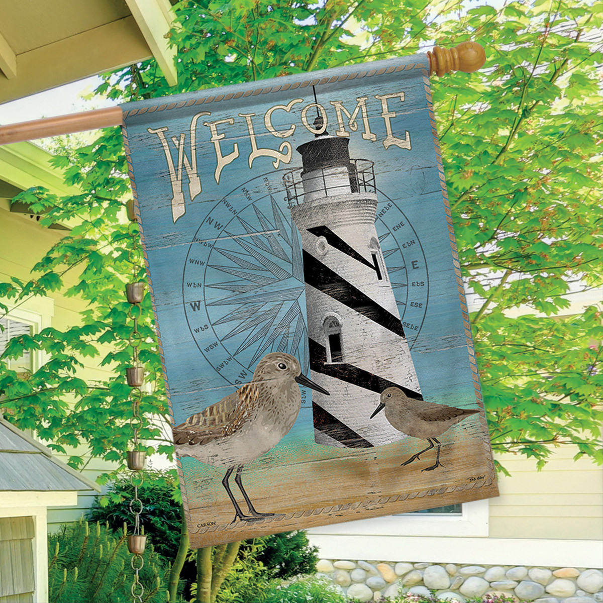 Sandpiper Lighthouse Welcome Summer House Flag - Briarwood Lane