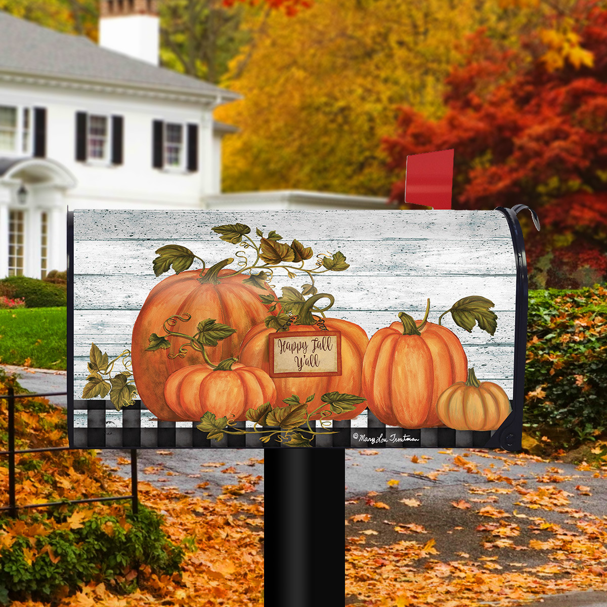 Happy Fall Y'all Pumpkins Farmhouse Mailbox Cover - Briarwood Lane