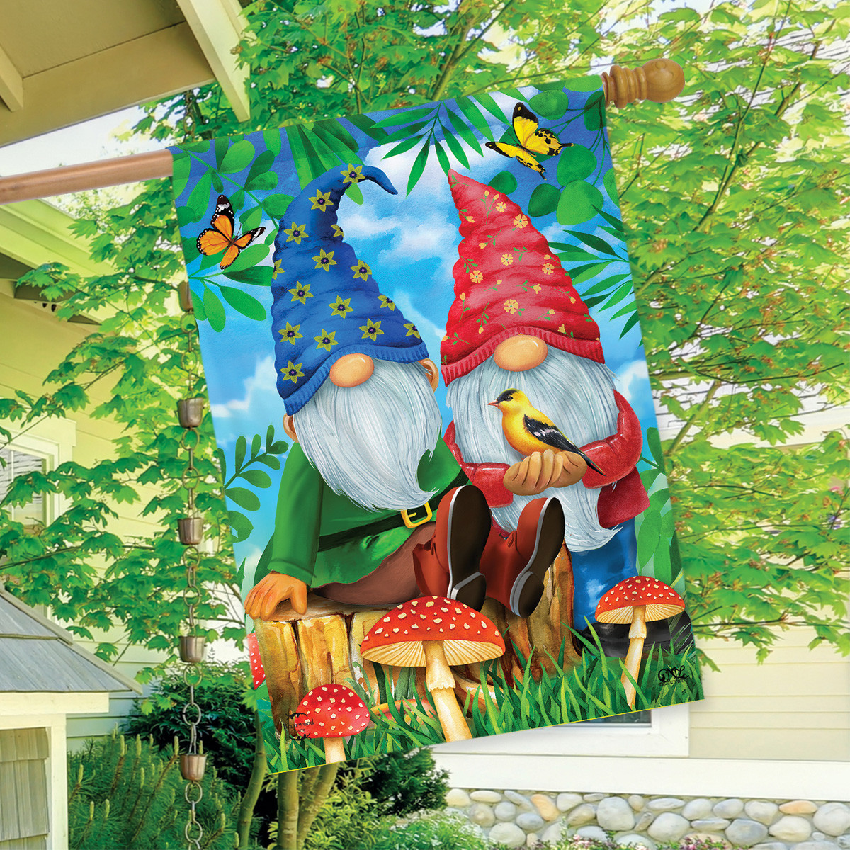 Gnome Sweet Gnome Spring House Flag - Briarwood Lane