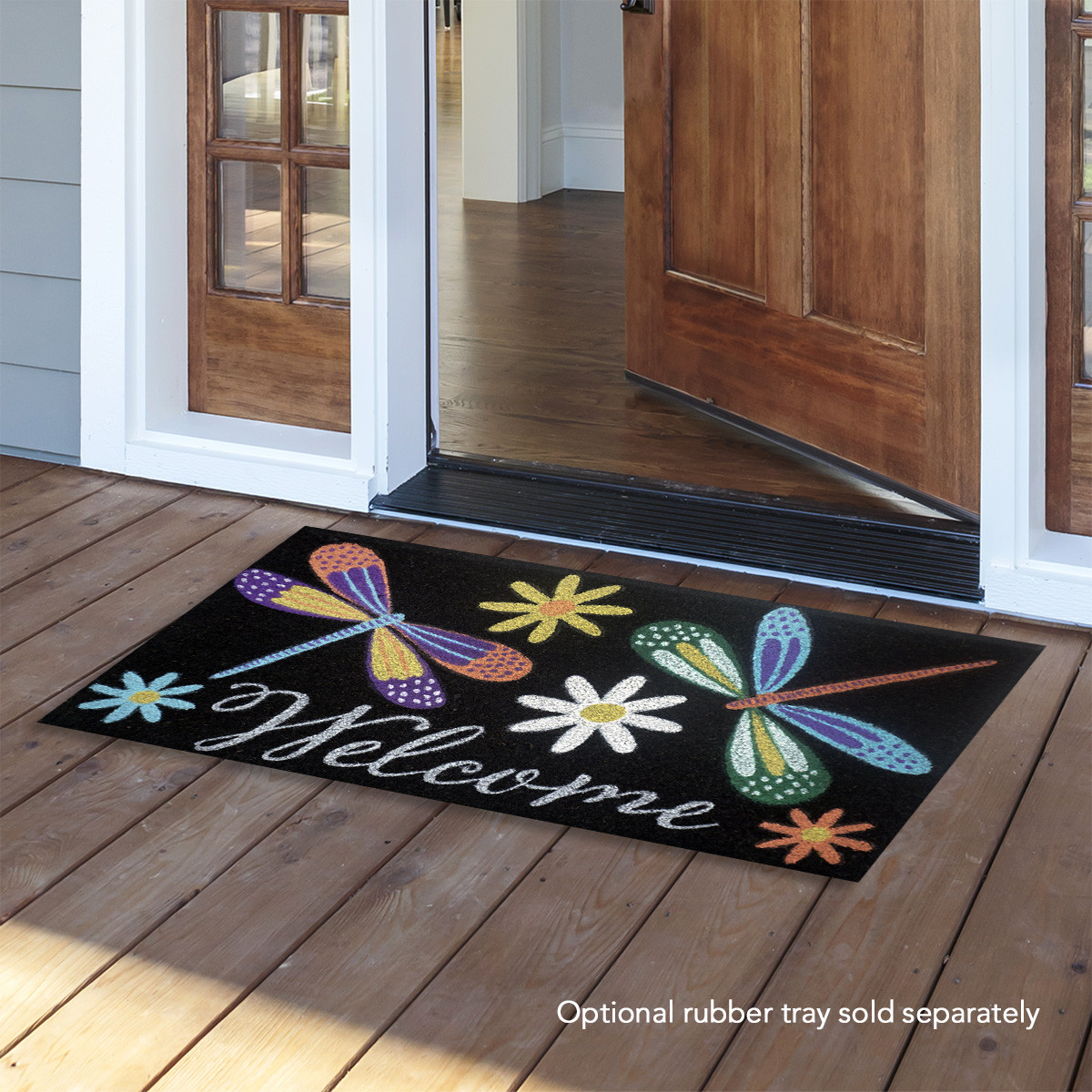 Colorful Dragonflies Spring Natural Fiber Coir Doormat - Briarwood Lane