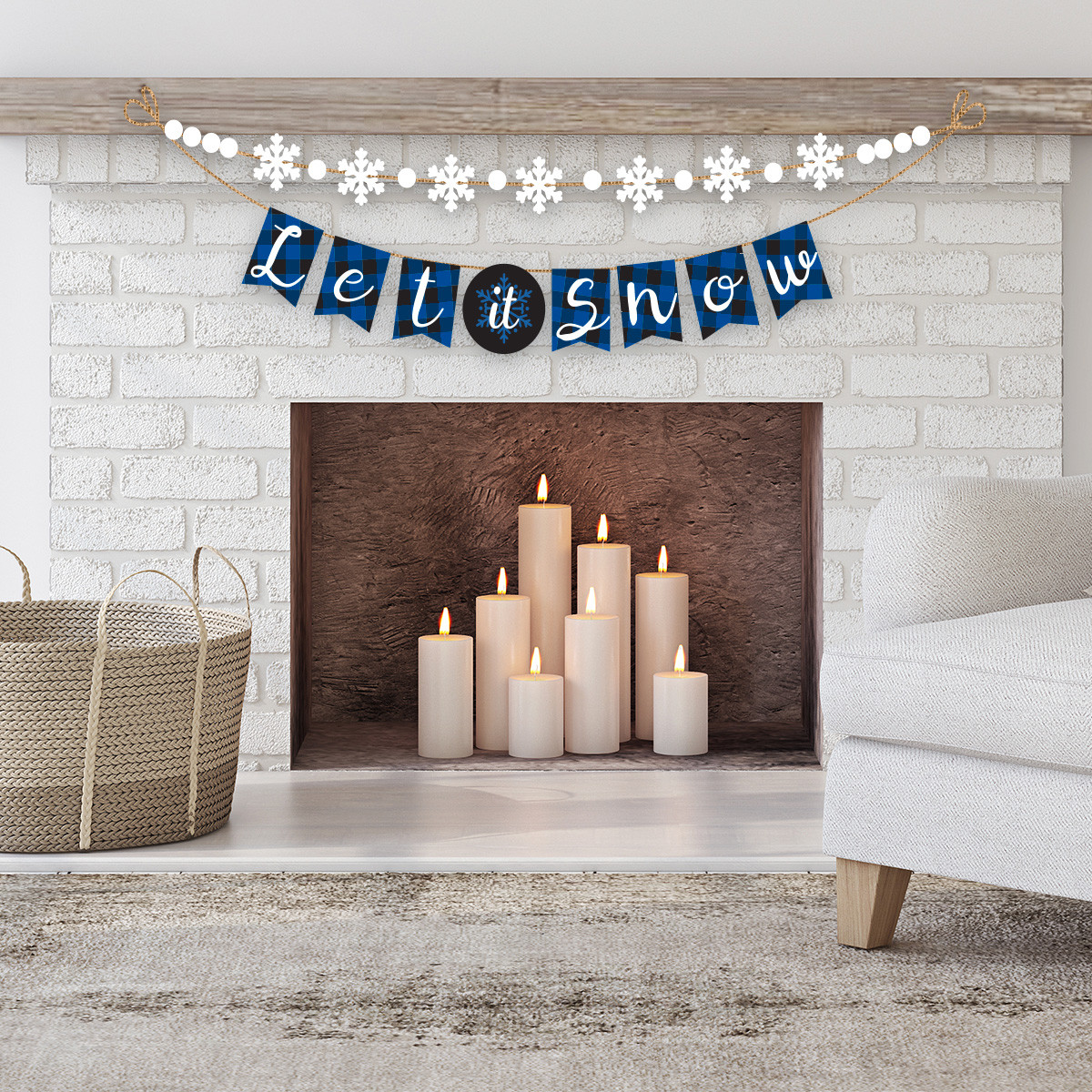 Let It Snow Winter Burlap String Banner - Briarwood Lane