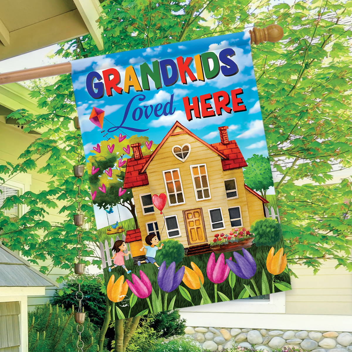 Grandkids Loved Here Spring House Flag - Briarwood Lane